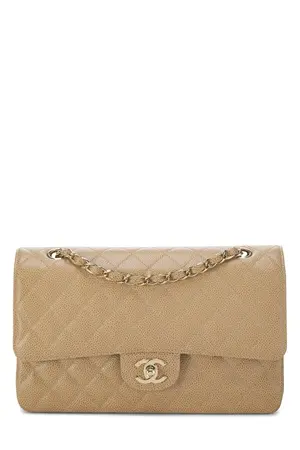 CHANEL Chanel Quilted Caviar Classic Double Flap Medium Shoulder Bag