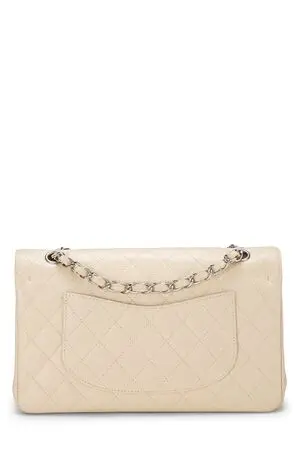 Chanel Quilted Caviar Classic Double Flap Medium Shoulder Bag - Beige