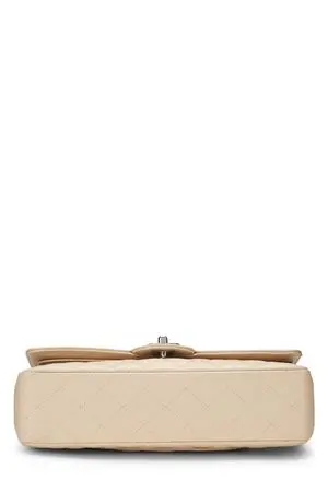 Chanel Quilted Caviar Classic Double Flap Medium Shoulder Bag - Beige