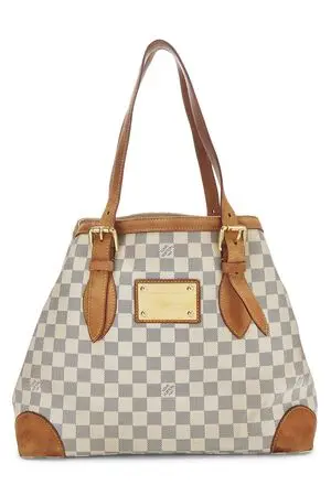 LOUIS VUITTON Damier Azur Hampstead Tote - White