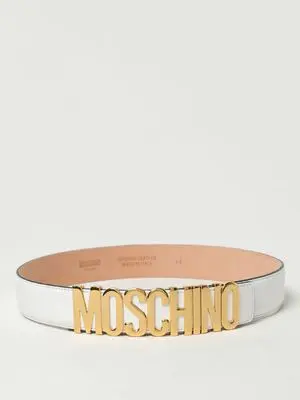Moschino Moschino Couture Leather Belt With Gold Tone Logo White