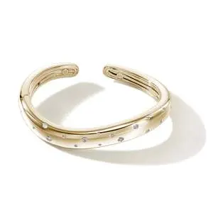 John Hardy Surf Hinged Cuff With Diamonds - Gold