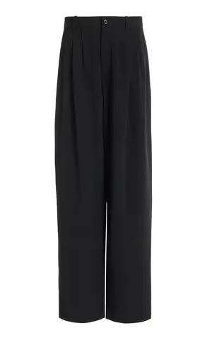 THE ROW Rufos Oversized Wool Twill Pleated Wide-leg Pants - Black