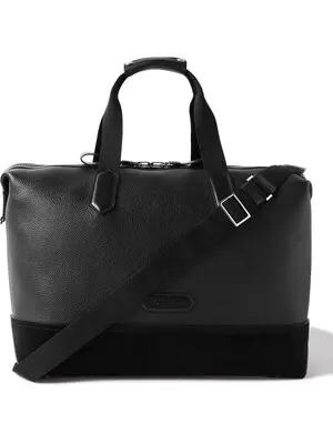 TOM FORD Suede-trimmed Full-grain Leather Weekend Bag