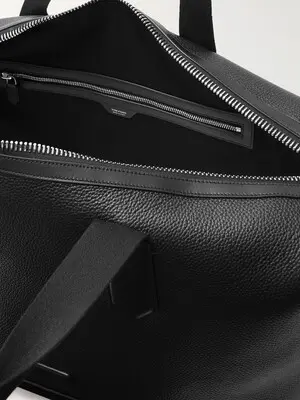 TOM FORD Suede-trimmed Full-grain Leather Weekend Bag