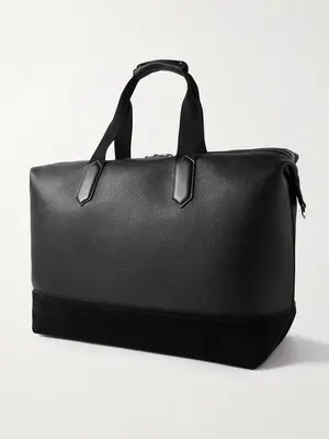TOM FORD Suede-trimmed Full-grain Leather Weekend Bag