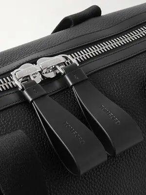 TOM FORD Suede-trimmed Full-grain Leather Weekend Bag