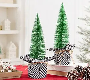 VALERIE PARR HILL Set Of 2 15' Bottlebrush Trees With Fabric Base Valerie - One-color