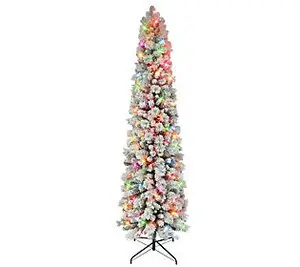 PULEO INTERNATIONAL 7.5 Ft Pre-lit Flocked Port Land Tree - One-color