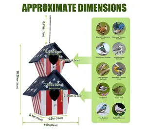 BACKYARD EXPRESSIONS 2 Compartment Hanging Wood En Birdhouse