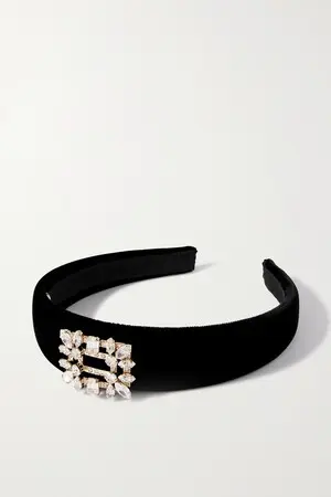 ROGER VIVIER Broche Velvet Headband - Black