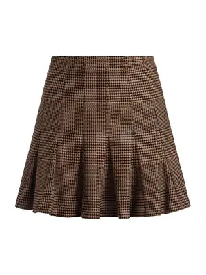 Alice + Olivia Women's Zona Check Pleated Miniskirt - Camel Black  Camel Black