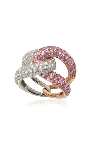 GEMELLA JEWELS Intertwin 18k Rose And White Gold Diamond And Sapphire Ring