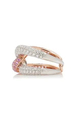 GEMELLA JEWELS Intertwin 18k Rose And White Gold Diamond And Sapphire Ring
