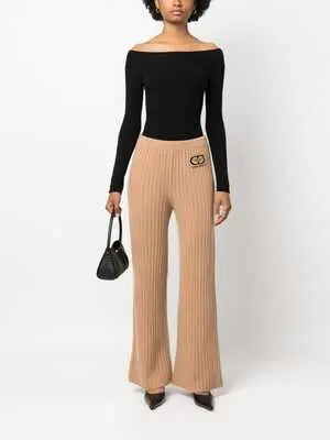 TWINSET Logo-patch Ribbed-knit Trousers