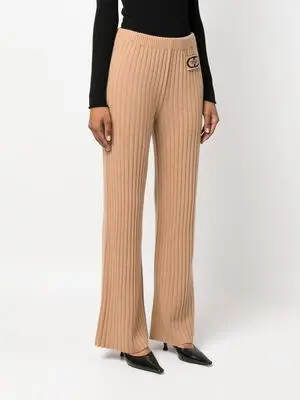TWINSET Logo-patch Ribbed-knit Trousers