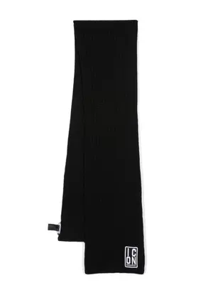 Dsquared2 Logo-patch Knitted Scarf - Black
