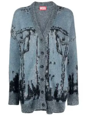 DIESEL® M-rodi Patterned Intarsia-knit Cardigan