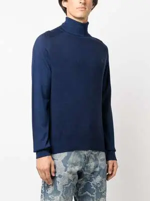 Etro Pegaso-embroidered Roll-neck Jumper - Blue
