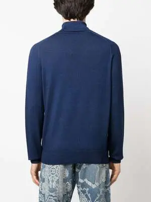 Etro Pegaso-embroidered Roll-neck Jumper - Blue