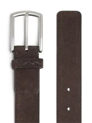 Zegna Suede Buckle Belt - Brown