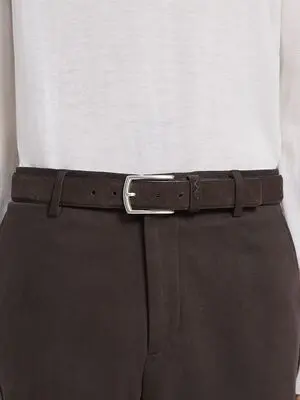 Zegna Suede Buckle Belt - Brown