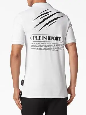 PLEIN SPORT Logo-print Cotton Polo Shirt - White