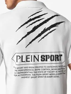 PLEIN SPORT Logo-print Cotton Polo Shirt - White