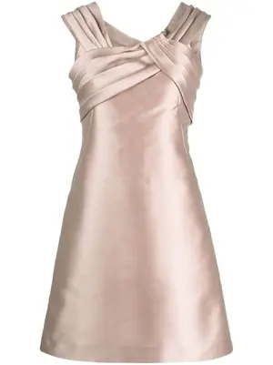 Alberta Ferretti Pintucked Satin Minidress - Pink