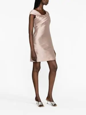 Alberta Ferretti Pintucked Satin Minidress - Pink