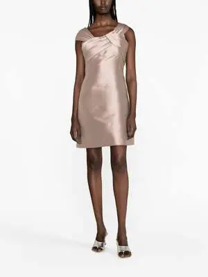 Alberta Ferretti Pintucked Satin Minidress - Pink