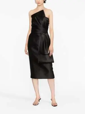 Alberta Ferretti Mikado Bow-detail Midi Dress