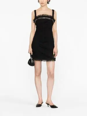 Alberta Ferretti Lace-trim Chain-embellished Fitted Mini Dress