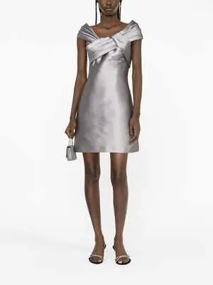Alberta Ferretti Pleated Mikado Mini Dress