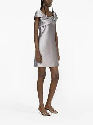 Alberta Ferretti Pleated Mikado Mini Dress