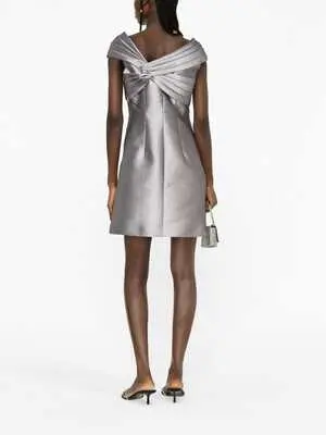Alberta Ferretti Pleated Mikado Mini Dress