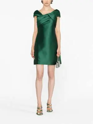 Alberta Ferretti Pleated Mikado Minidress