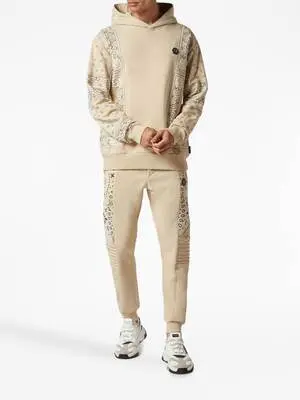 Philipp Plein Logo-patch Cotton Hoodie - Neutrals