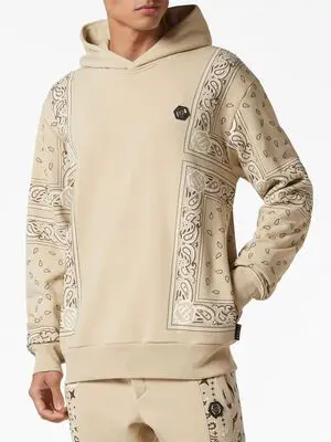 Philipp Plein Logo-patch Cotton Hoodie - Neutrals
