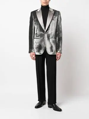 Philipp Plein Single-breasted Velvet Blazer - Grey