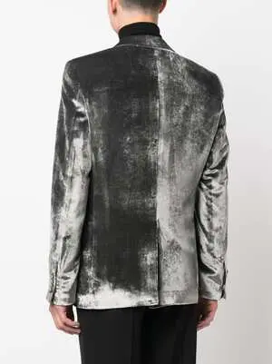 Philipp Plein Single-breasted Velvet Blazer - Grey