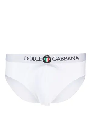 Dolce & Gabbana Logo-waistband Stretch-cotton Briefs - White