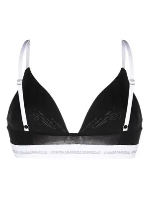 Dsquared2 Leaf-print Logo-waistband Bra