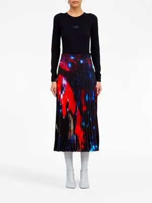 MAISON MARGIELA Abstract-print Pleated Skirt