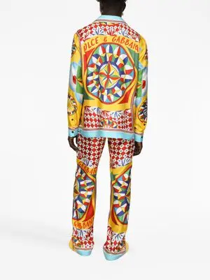 Dolce & Gabbana Carretto-print Twill Silk Shirt - Yellow