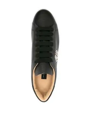 Philipp Plein Logo Plaque Leather Sneakers - Black