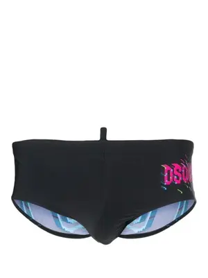 Dsquared2 Icon Print Swim Trunks - Black