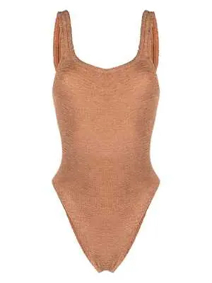 Hunza G Open-back Crinkled Swimsuit - Brown