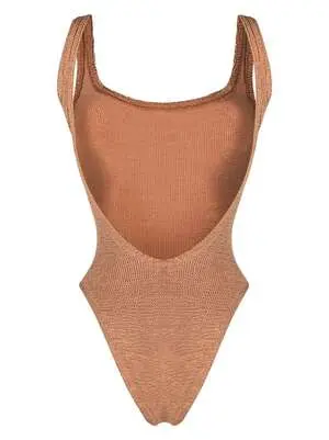 Hunza G Open-back Crinkled Swimsuit - Brown