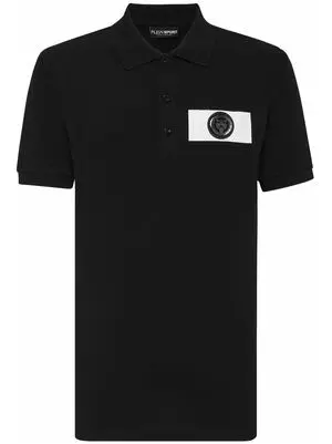 PLEIN SPORT Logo-patch Cotton Polo Shirt